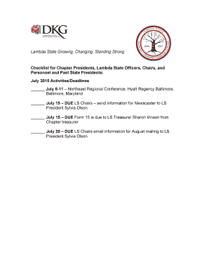 Fillable Online deltakappagamma Form 15 is due to LS Treasurer Sharon ...