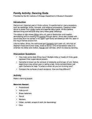 Fillable Online Family Activity: Dancing Gods Fax Email Print - pdfFiller