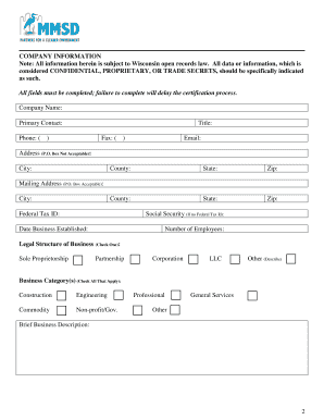 Fillable Online MMSD SMALL BUSINESS ENTERPRISE CERTIFICATION ...