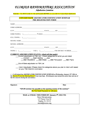 Fillable Online fba flmusiced Concert Band Pre-Registration Seminar ...