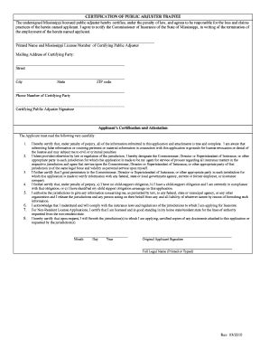 Fillable Online CERTIFICATION OF PUBLIC ADJUSTER TRAINEE Fax Email ...