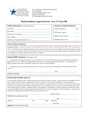 Fillable Online lcc Dual Enrollment Approval Form 16 or 17-Year-Old ...
