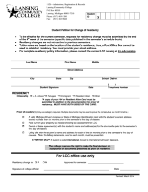 Fillable Online lcc Student Petition for Change of Residency - lcc Fax ...