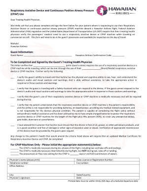 Fillable Online Respiratory Assistive Device and CPAP Use Fax Email ...