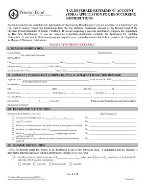 Fillable Online pensionfund TAX DEFERRED RETIREMENT ACCOUNT (TDRA ...