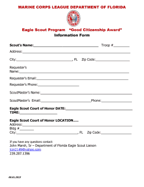 Fillable Online mclfl MARINE CORPS LEAGUE DEPARTMENT OF FLORIDA Eagle ...