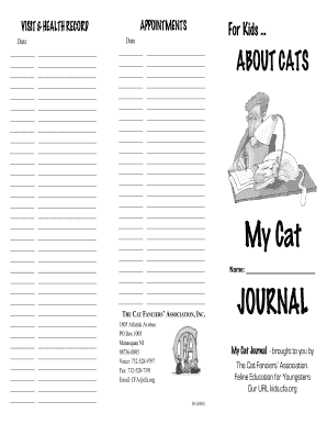 Fillable Online kids cfa My Cat JOURNAL - CFA For Kids - kids cfa Fax ...