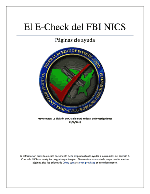 Fillable Online El E-Check del FBI NICS Pginas de ayuda Fax Email Print ...