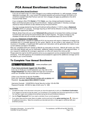 Fillable Online PCA Annual Enrollment Instructions Fax Email Print ...