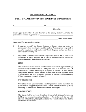 Fillable Online Application form for sewerage connection Mayo - County ...