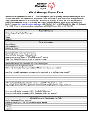 Fillable Online specialolympicsva Global Messenger request form ...
