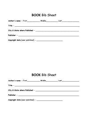 Fillable Online BOOK Bib Sheet Fax Email Print - pdfFiller