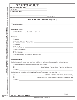 Fillable Online sw Patient Identification WOUND CARE ORDERS Fax Email ...