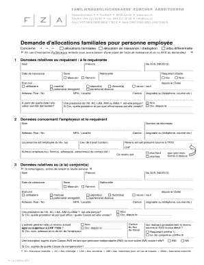 Remplissable En Ligne aza Demande dallocations familiales pour personne employe Fax Email ...