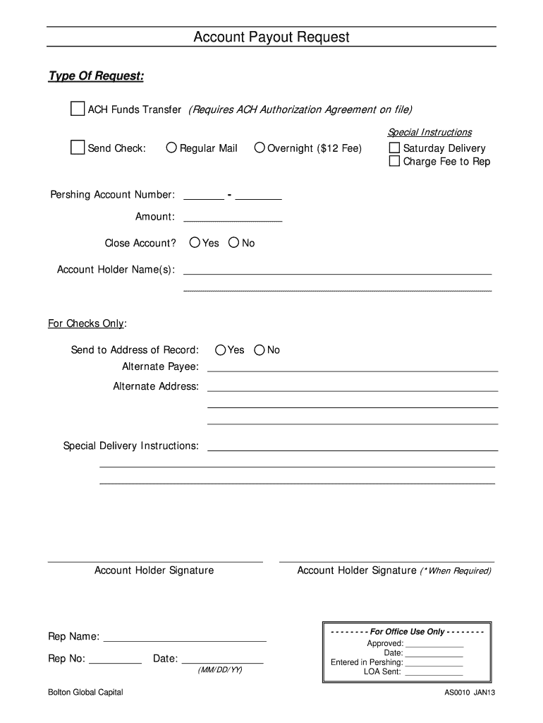 Fillable Online Account Payout Request - deltaequitycom Fax Email Print ...