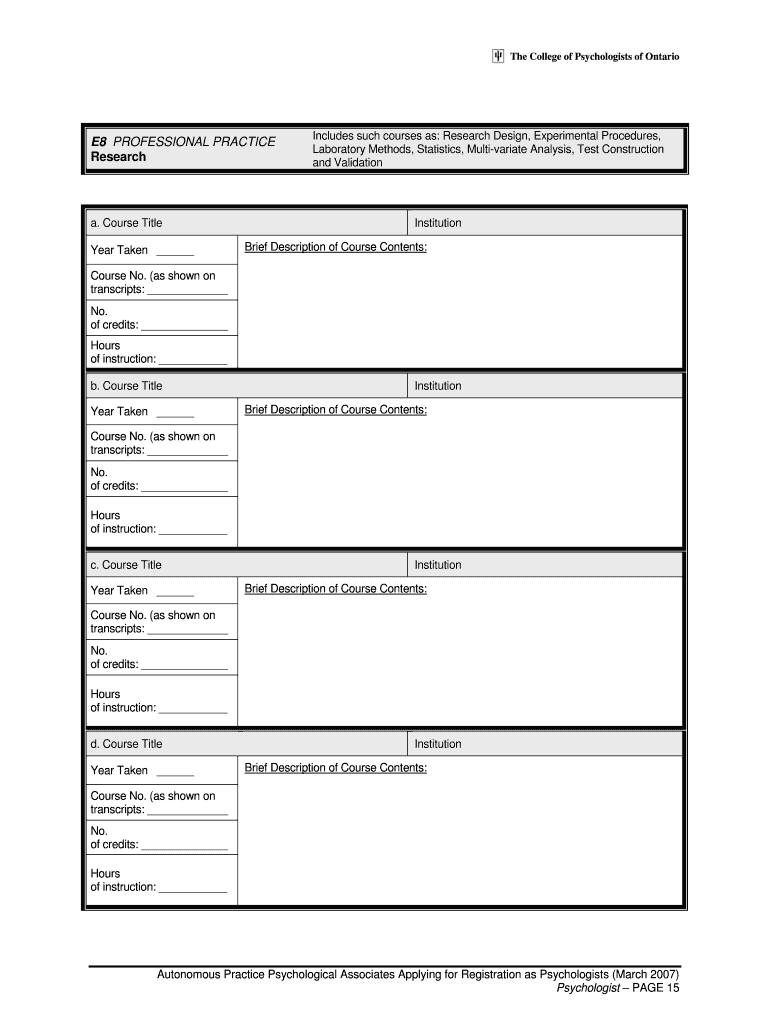 Fillable Online PROFESSIONAL PRACTICE Research Fax Email Print - pdfFiller