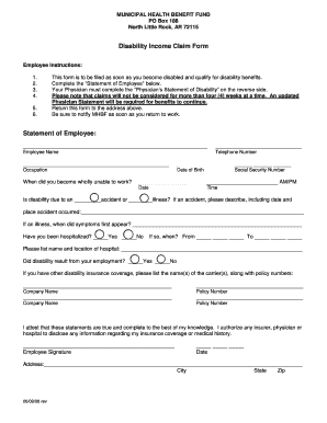 Fillable Online Disability Income Claim Form - Arkansas Fax Email Print ...