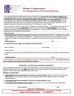 Fillable Online craftonhills Workers Compensation Pre-Designation of ...