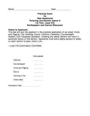 Fillable Online Practical Evaluation Forms - IATSE Local 470 Fax Email ...