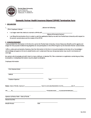 Fillable Online hr fsu Domestic Partner Health Insurance Stipend DPHIS ...