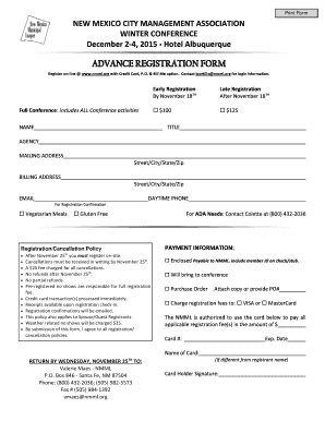 Fillable Online nmml 15 CMA Winter Registration Form Fax Email Print - pdfFiller