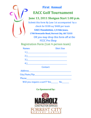 Fillable Online eacc First Annual EACC Golf Tournament June 13, 2011 ...