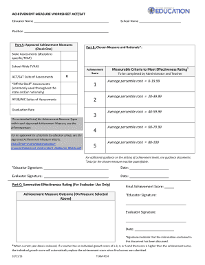 Fillable Online ACHIEVEMENT MEASURE WORKSHEET ACTSAT Fax Email Print ...