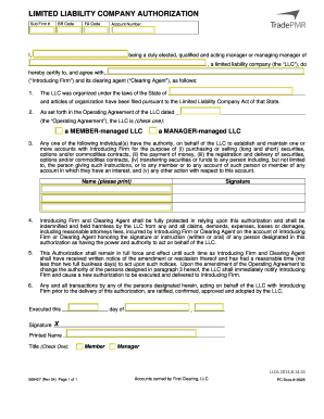 Fillable Online LIMITED LIABILITY COMPANY AUTHORIZATION - TradePMR Fax ...
