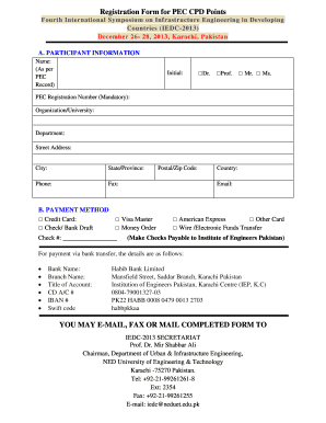 Fillable Online neduet edu Registration Form for PEC CPD Points Fourth ...