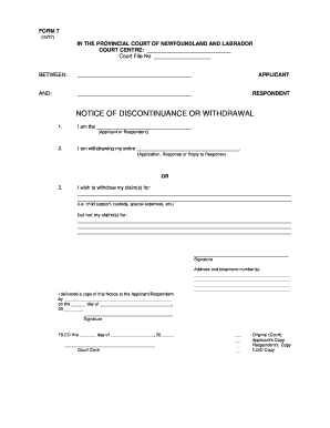 Fillable Online court nl Form 7 - Notice of Discontinuance or ...