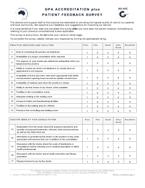 Fillable Online PATIENT FEEDBACK SURVEY Fax Email Print - pdfFiller