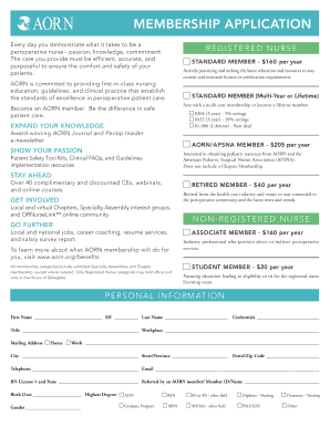 Fillable Online aorn MEMBERSHIP APPLICATION - aornorg Fax Email Print ...
