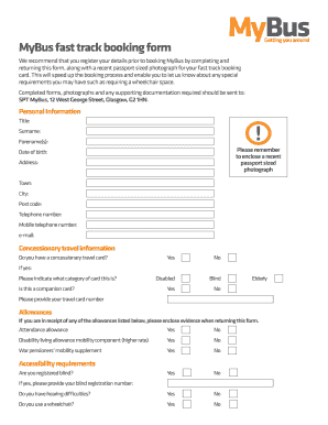 Fillable Online MyBus fast track booking form Fax Email Print - pdfFiller
