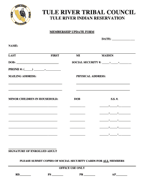 Fillable Online tulerivertribe-nsn TULE RIVER INDIAN RESERVATION ...