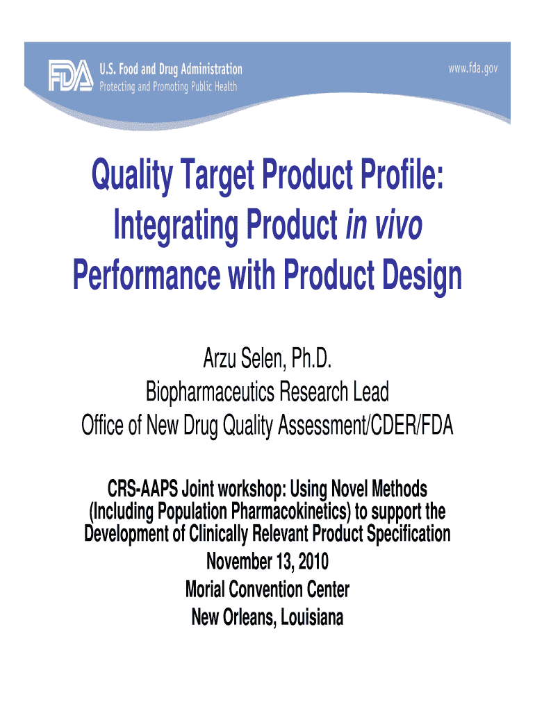 Fillable Online Quality Target Product Profile: Fax Email Print - pdfFiller