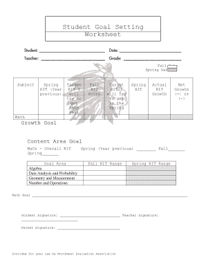 Fillable Online MAP Goal Setting Sheet for Math Test - Oskaloosa ...