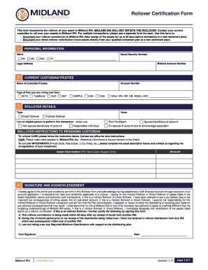 Fillable Online Rollover Certification Form - Midland Fax Email Print ...