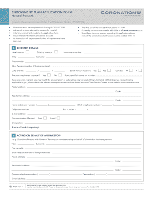 Fillable Online ENDOWMENT PLAN APPLICATION FORM Fax Email Print - pdfFiller