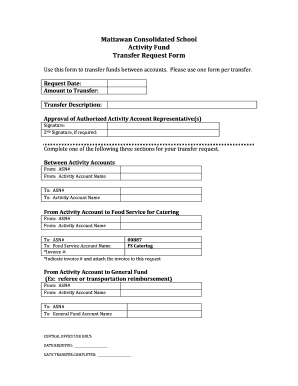 Fillable Online mattawanschools Activity Fund Transfer Request Formdocx Fax Email Print - pdfFiller