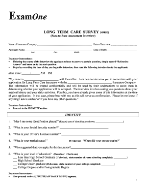 Fillable Online LONG TERM CARE SURVEY MMSE Fax Email Print - pdfFiller
