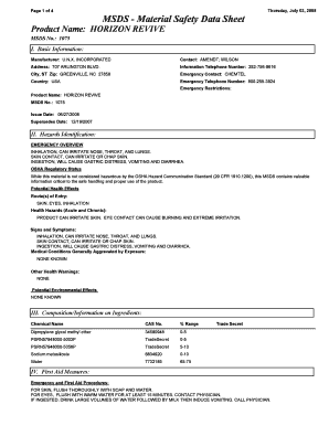 Fillable Online MSDS No 1075 - Hillyard Fax Email Print - pdfFiller