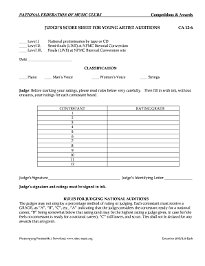 Fillable Online nfmc-music JUDGES SCORE SHEET FOR YOUNG ARTIST ...