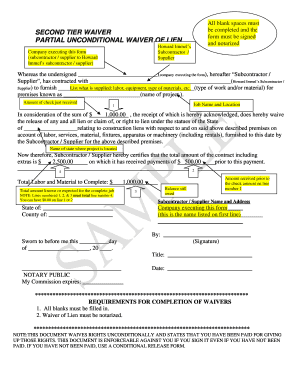 Fillable Online 2nd Tier-Partial Unconditional Waiver Sampledoc Fax ...