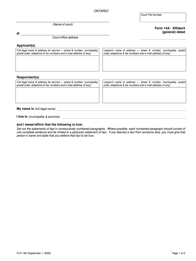 Fillable Online Affidavit form 14A - Blais amp Rorabeck Fax Email Print ...