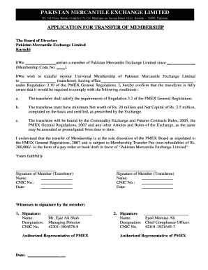 Fillable Online APPLICATION FOR TRANSFER OF MEMBERSHIP Fax Email Print ...