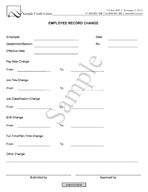 Fillable Online EMPLOYEE RECORD CHANGE - samplecubcredituniondocscomb ...