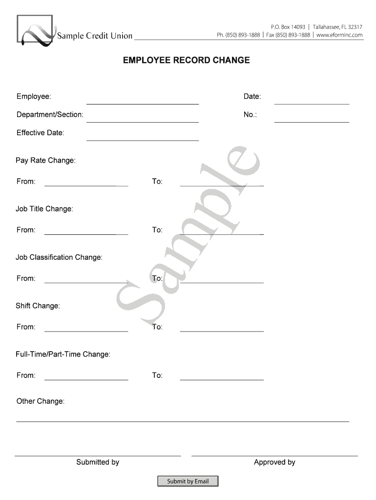 Fillable Online EMPLOYEE RECORD CHANGE - samplecubcredituniondocscomb ...