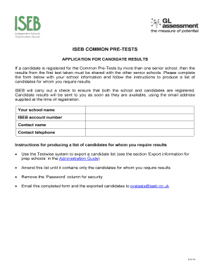 Fillable Online ISEB COMMON PRE-TESTS Fax Email Print - pdfFiller