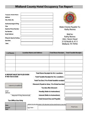 Fillable Online co midland tx Midland County Hotel Occupancy Tax Report ...