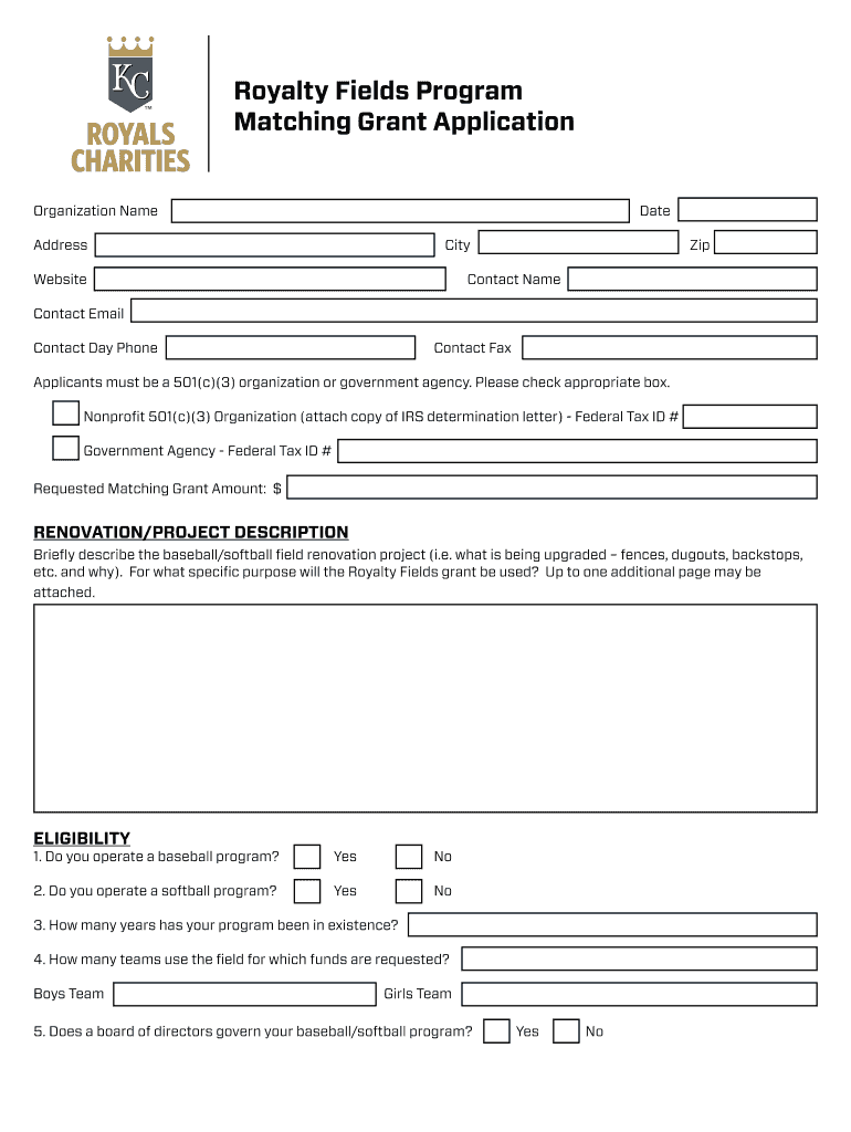 Fillable Online Royalty Fields Program Matching Grant Application Fax ...